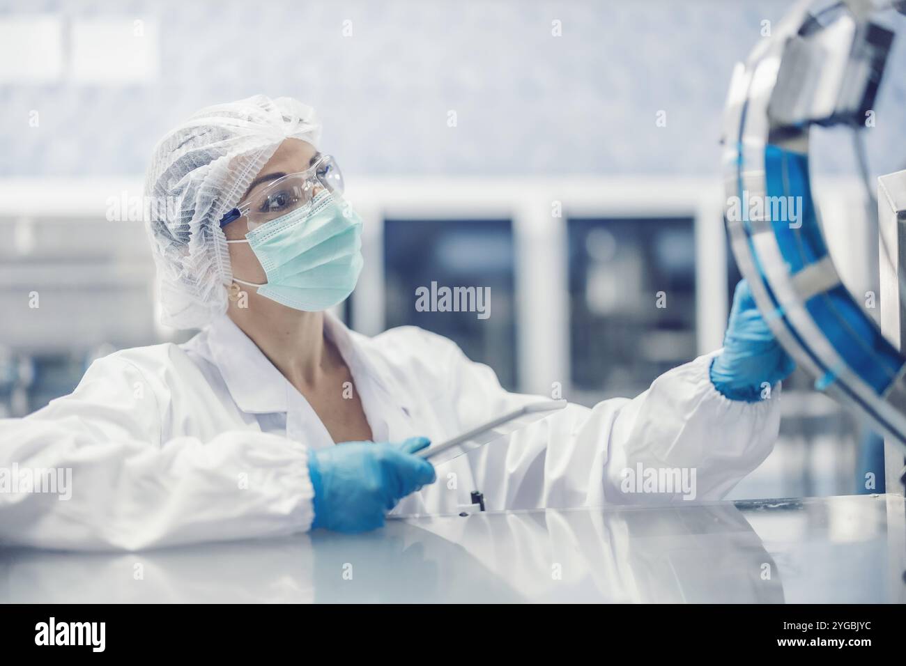 Hygiene women worker work in science laboratory. people in ...
