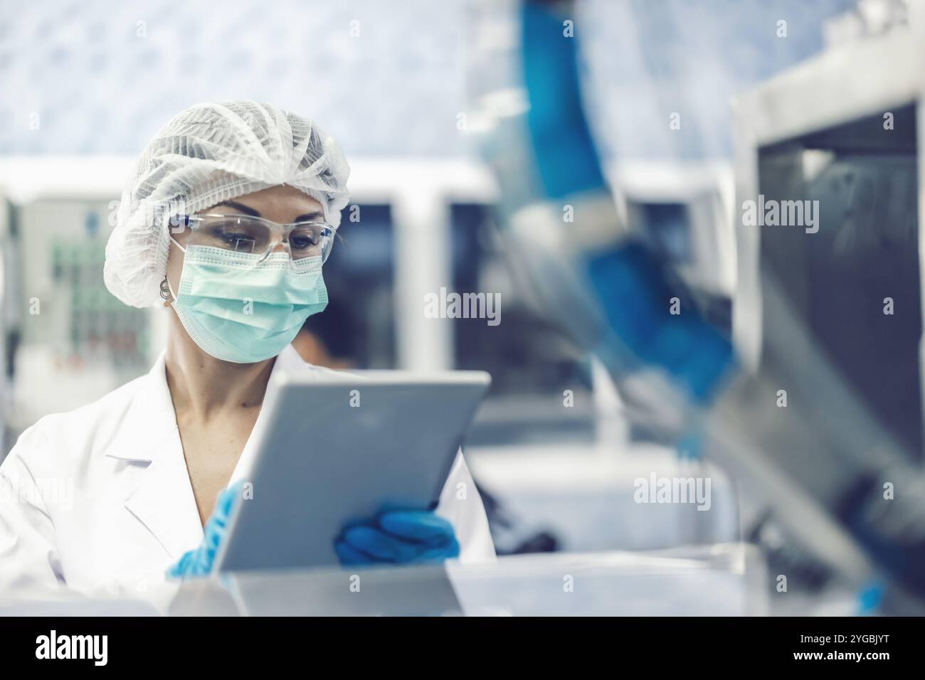 Hygiene women worker work in science laboratory. people in ...