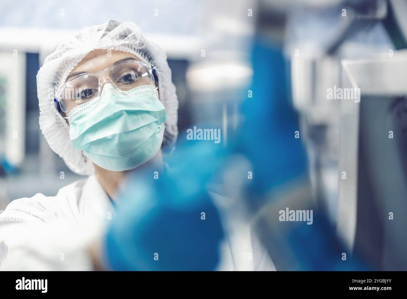Hygiene women worker work in science laboratory. people in ...