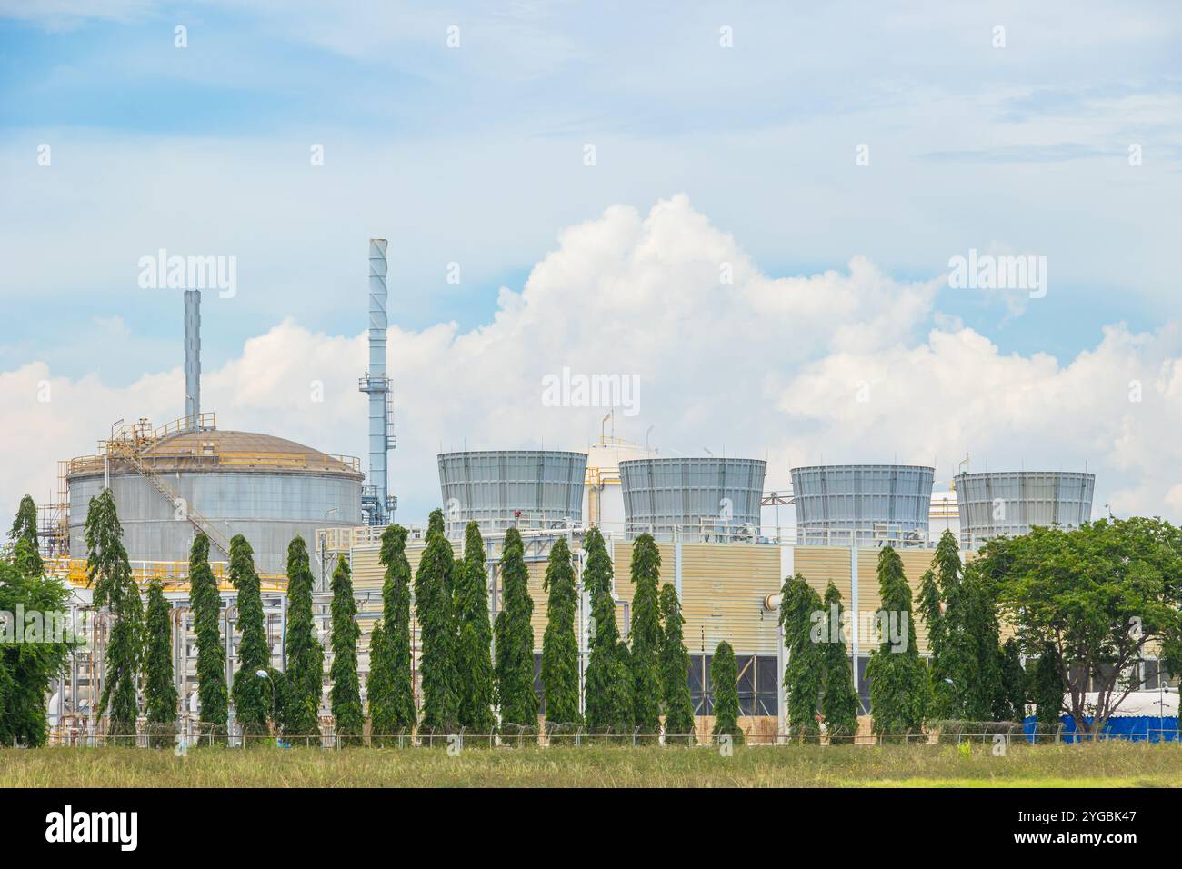 Refinery HVAC Cooling Tower Building outdoor with larger house fan ...
