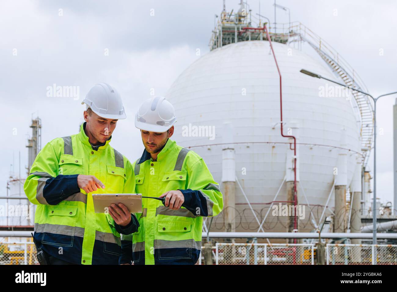 Petroleum tank engineer working together, Engineering teamwork work ...