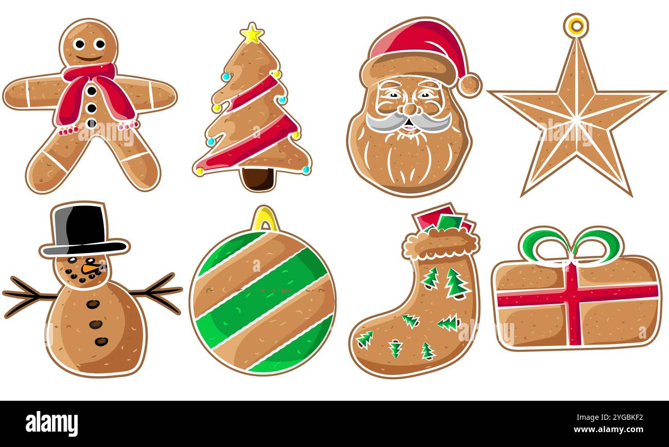 Iced gingerbread biscuit Stock Vector Images - Alamy