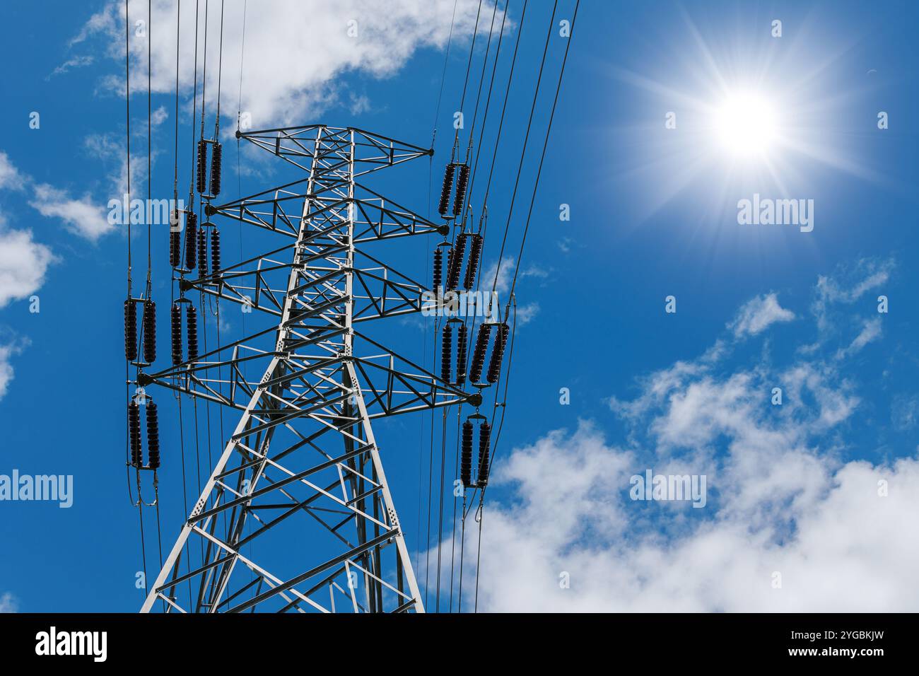 high voltage electric transmission tower, power transmit supply from ...