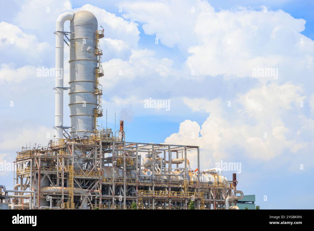 Petrochemical Industrial, Oil And Gas Refinery Plant With Summer Blue Sky. Green Industry Eco ...