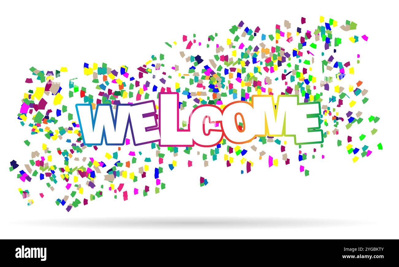 Welcome banner with confetti, background to welcome a new employee concept Stock Vector Image ...