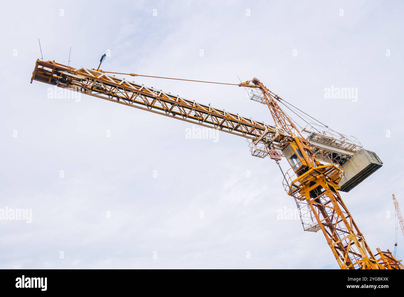Tower Crane At Construction Site Outdoor. City Urban Development An ...