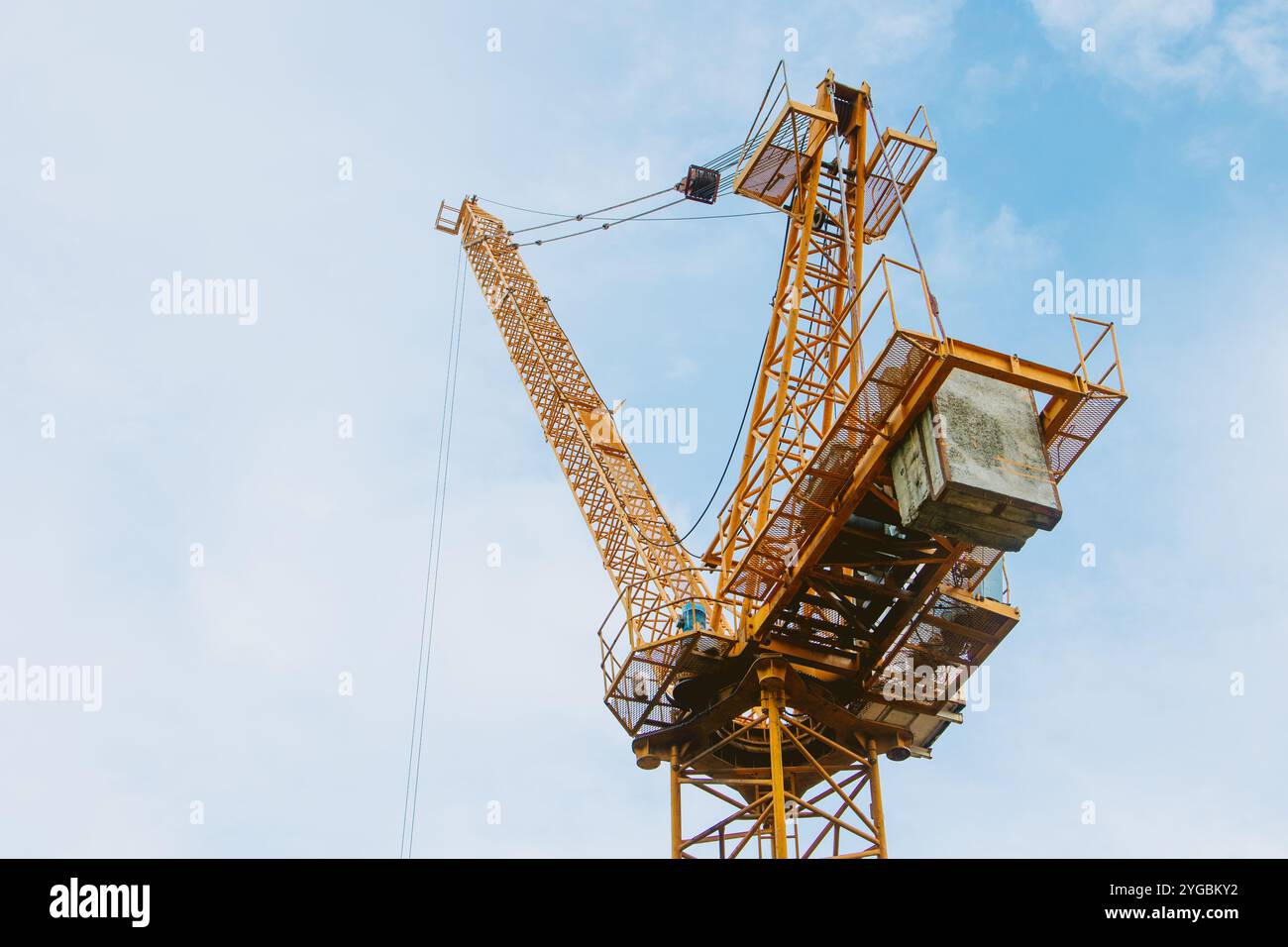 Tower Crane At Construction Site Outdoor. City Urban Development An ...