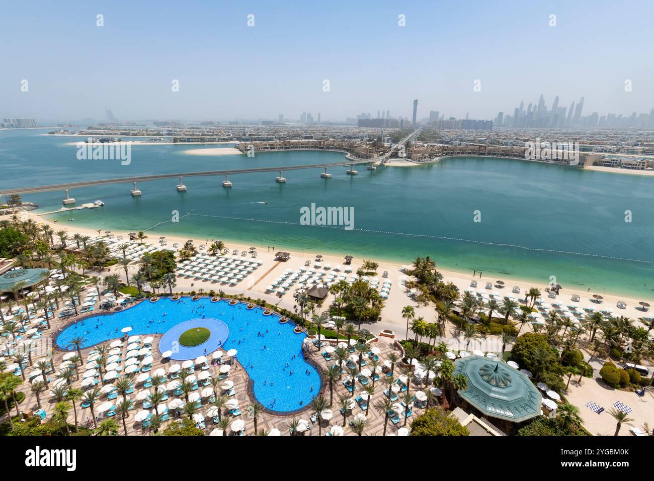 Overhead view of the Atlantis the Palm Royal swimming pool with ...