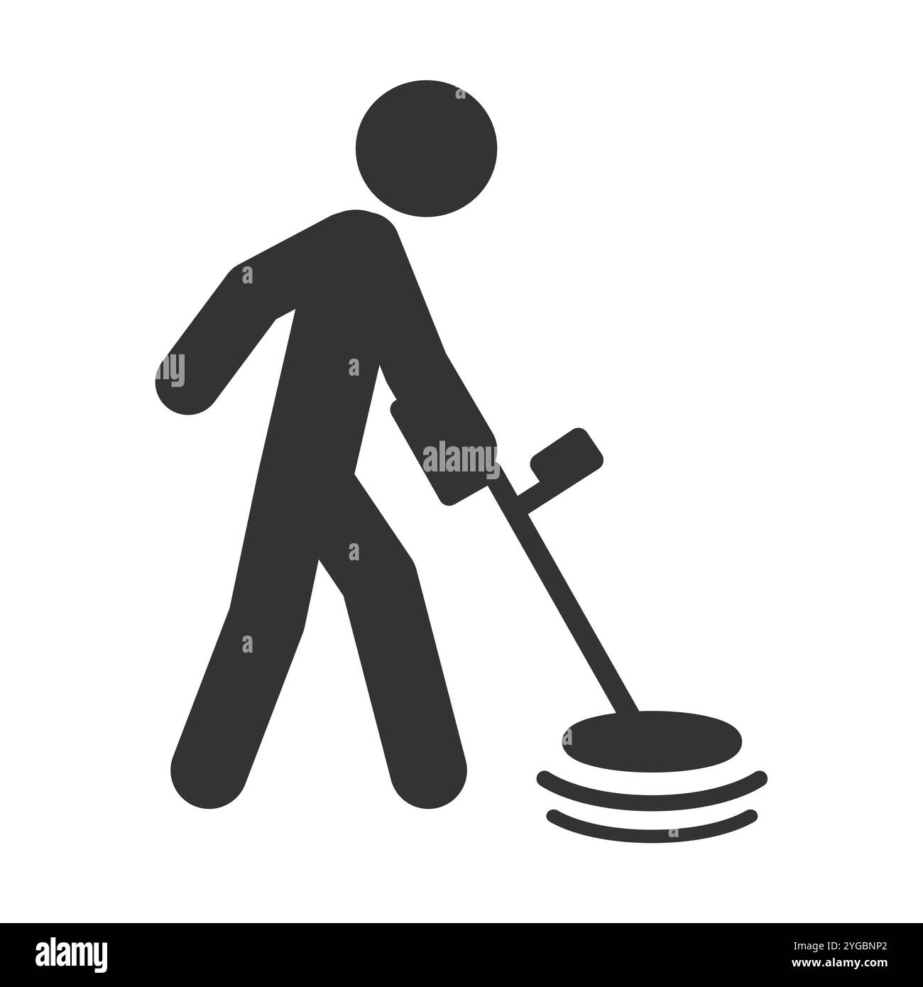Metal detector human figure icon symbol. Metal detecting logo sign ...