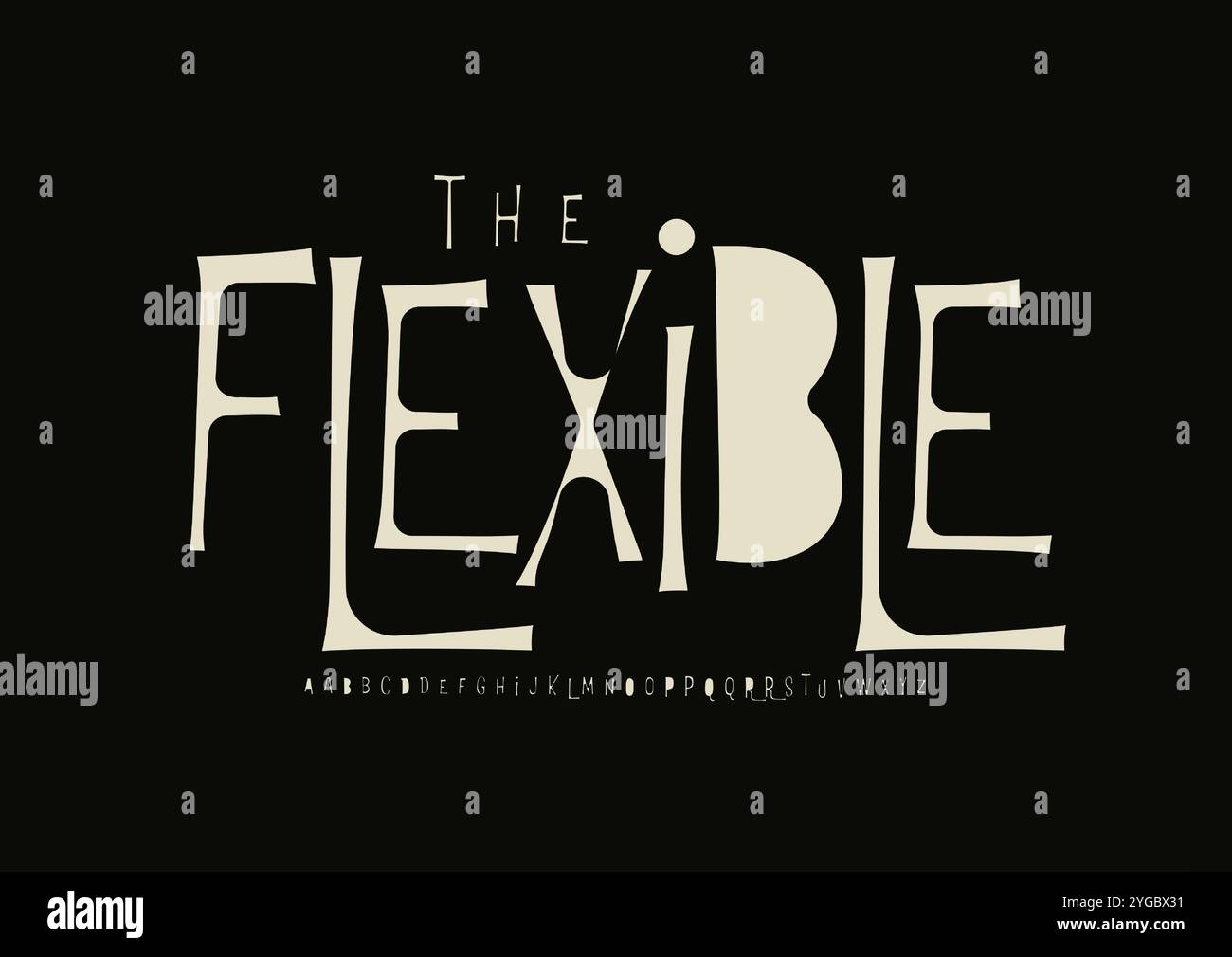 Funky skeleton alphabet, quirky uneven letters, playful imperfect font ...