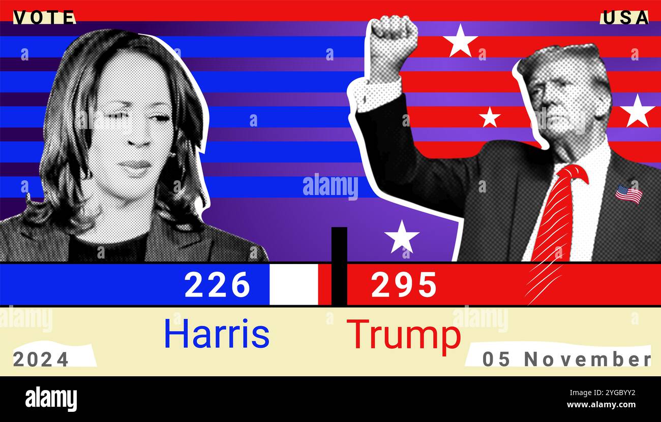 Donald Trump and Kamala Harris. Collage illustrative photography for ...