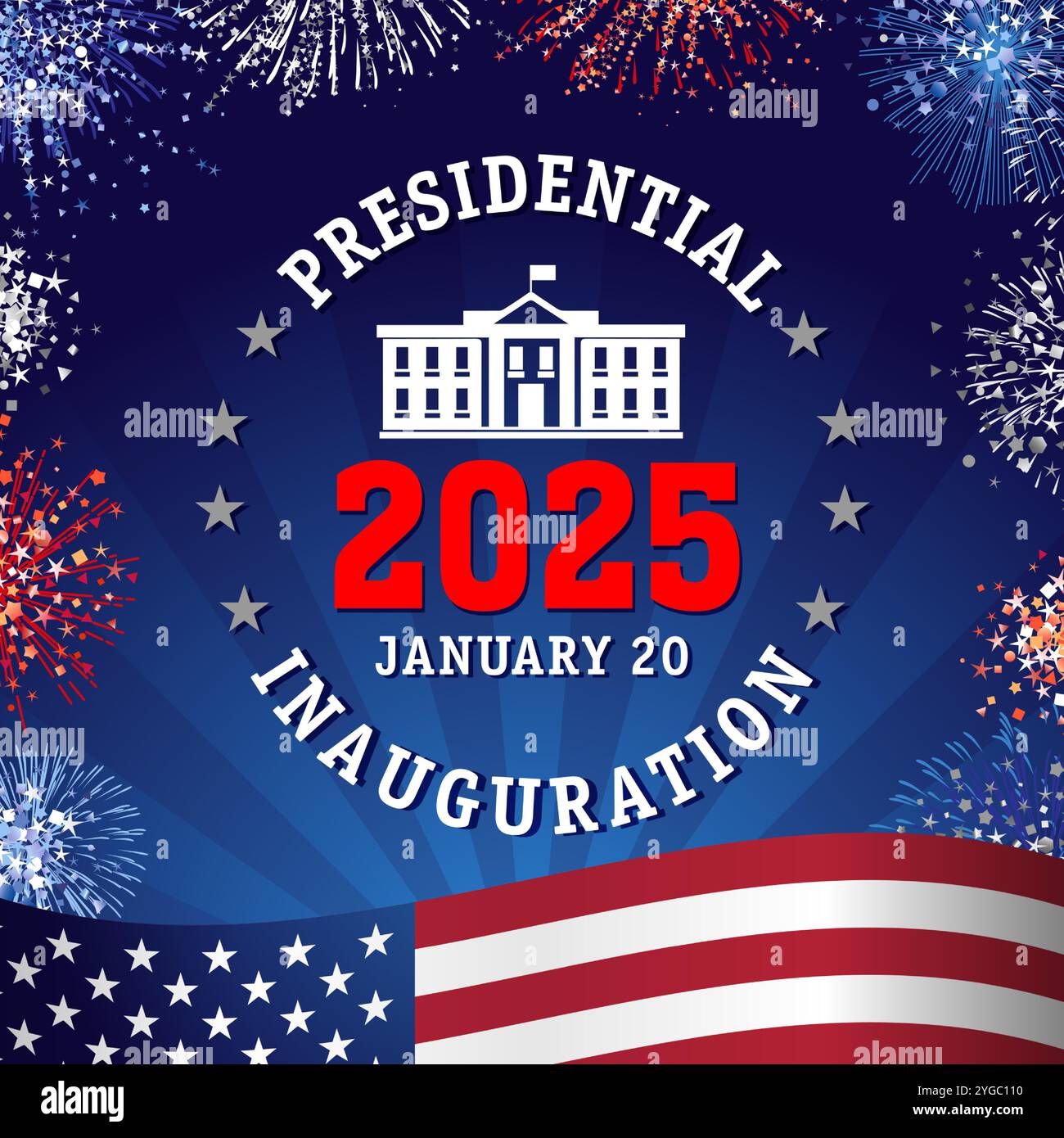 2025 US Presidential Inauguration Day, emblem and fireworks. Editable ...