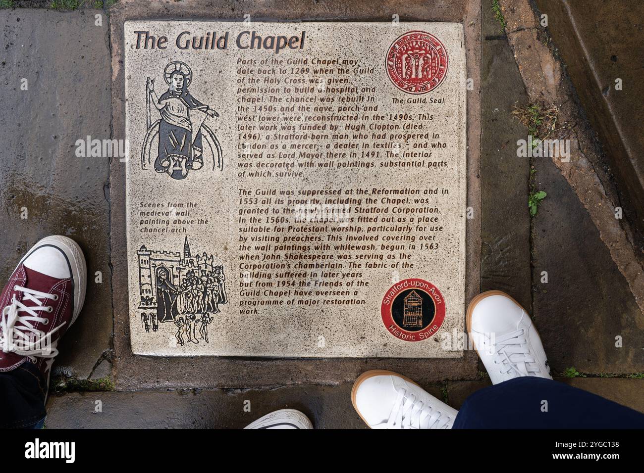 Pavement plaque, part of the Stratford (upon Avon) Society's historic ...