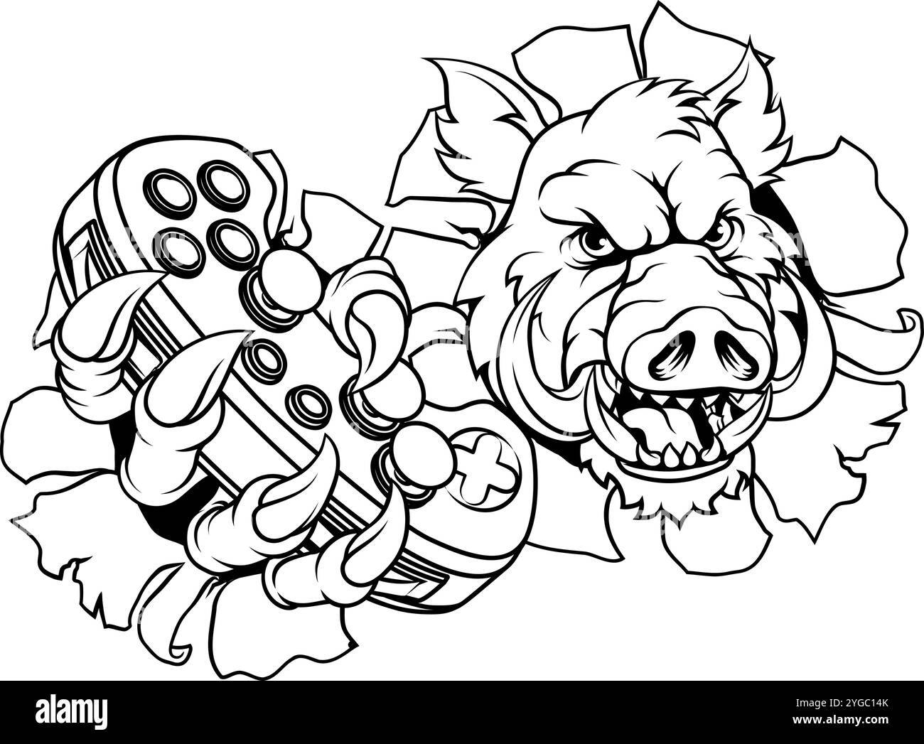 Boar Wild Hog Razorback Warthog Pig Gaming Mascot Stock Vector Image ...