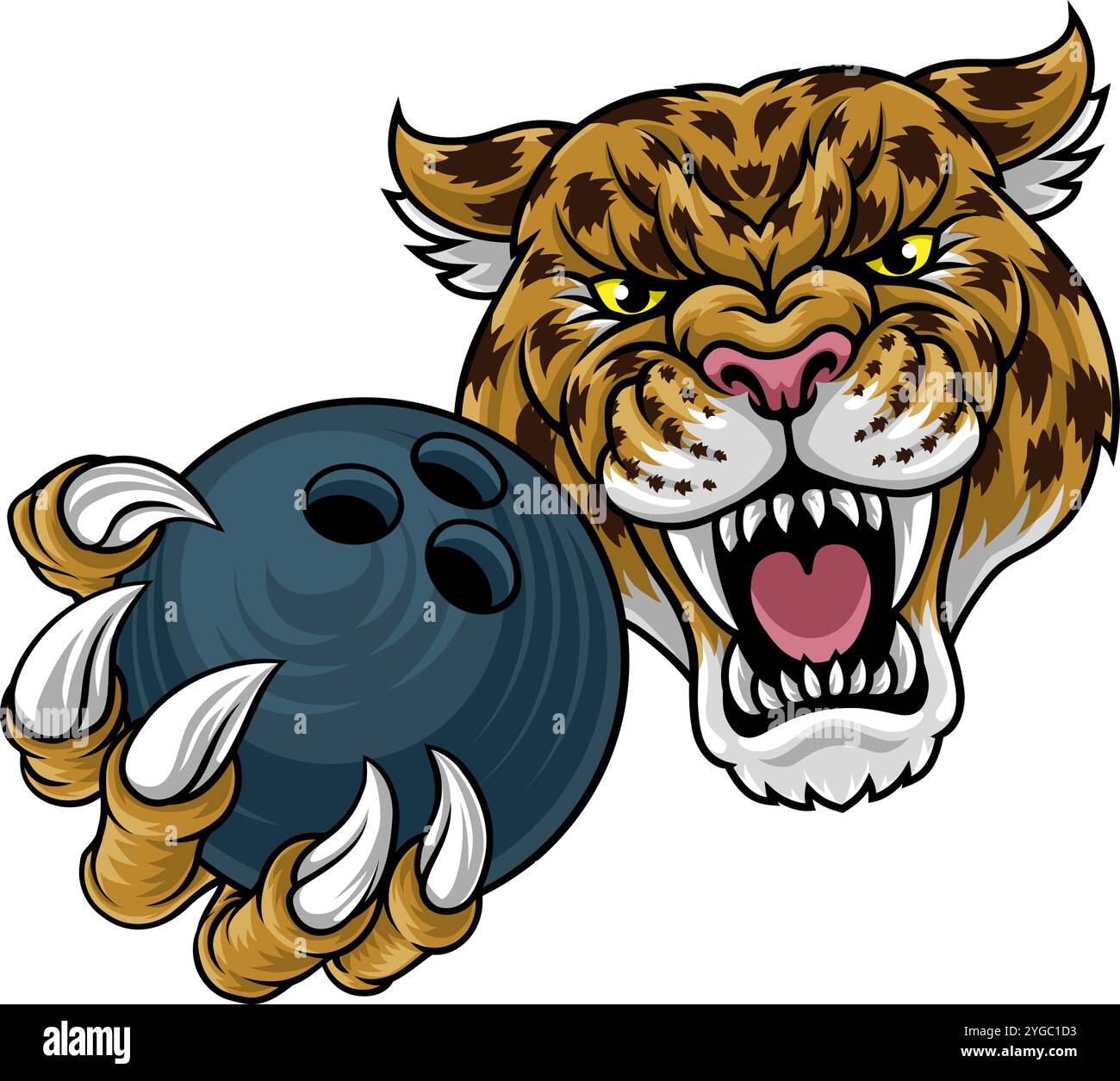 Jaguar Leopard Cheetah Panther Bowling Mascot Stock Vector Image & Art ...