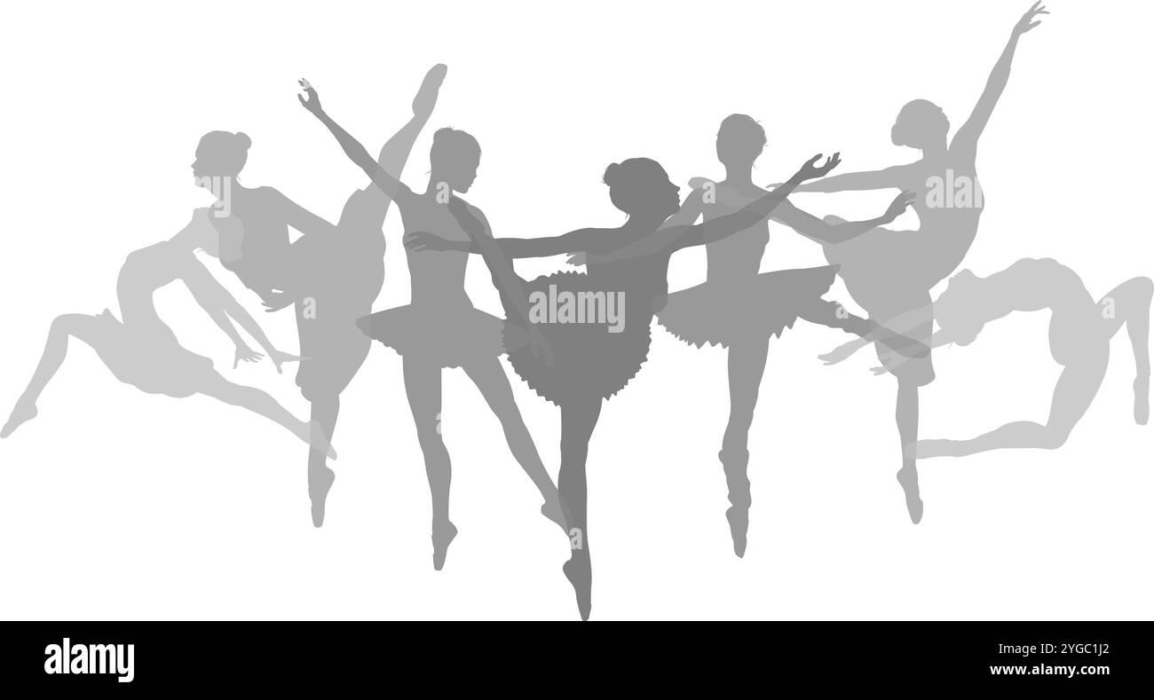 Ballet Dancer Silhouette Dancers Poses Silhouettes Stock Vector Image ...