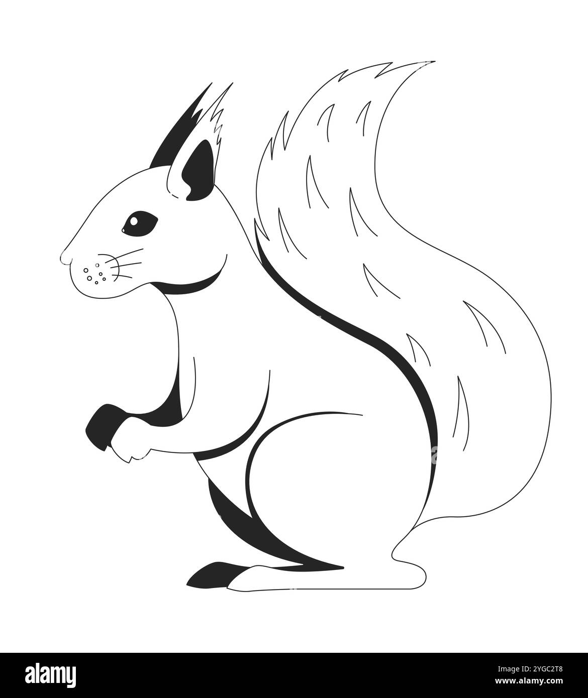 Squirrel standing black and white 2D line character Stock Vector Image ...