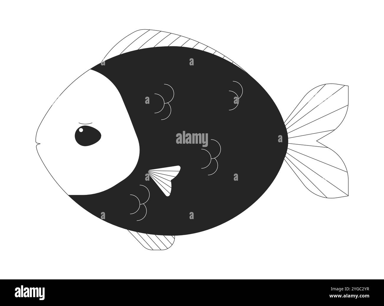 Sad fish black and white 2D line character Stock Vector Image & Art - Alamy