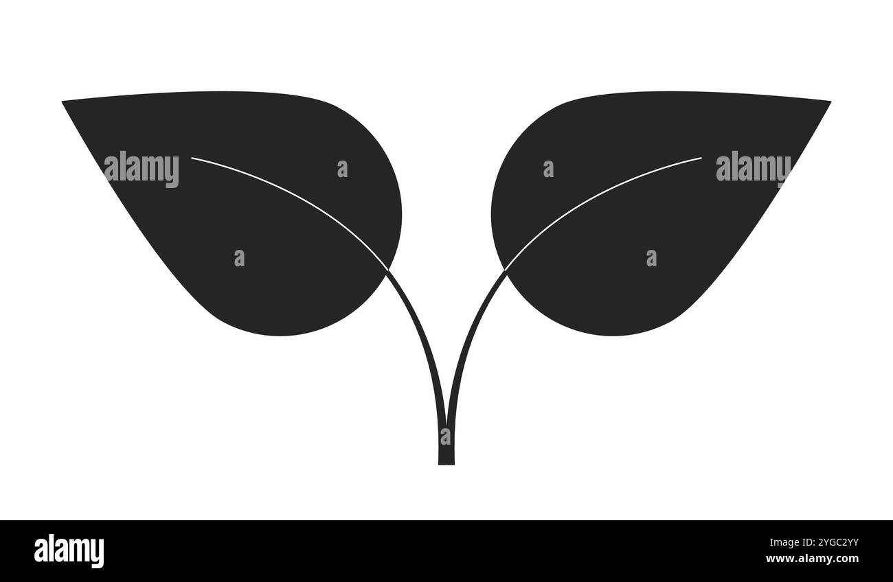 Black white drawing two leaves hi-res stock photography and images - Alamy