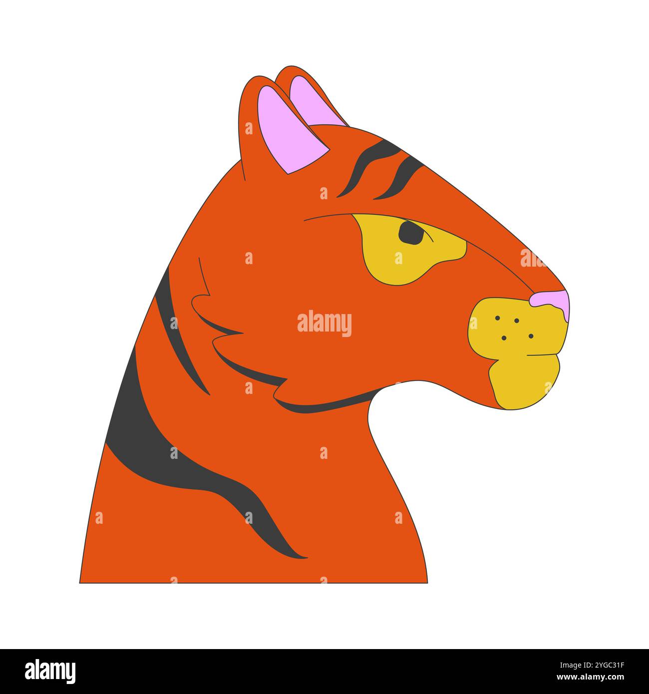 Proud tiger head 2D cartoon character Stock Vector Image & Art - Alamy