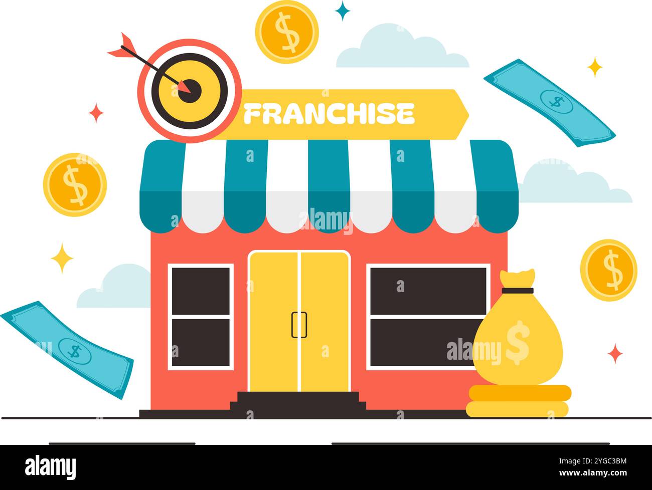 Franchise Advertising Vector Illustration featuring Business and ...
