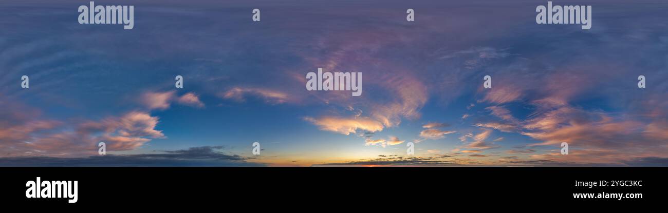 pink blue evening sky hdri 360 panorama view with zenith and awesome ...