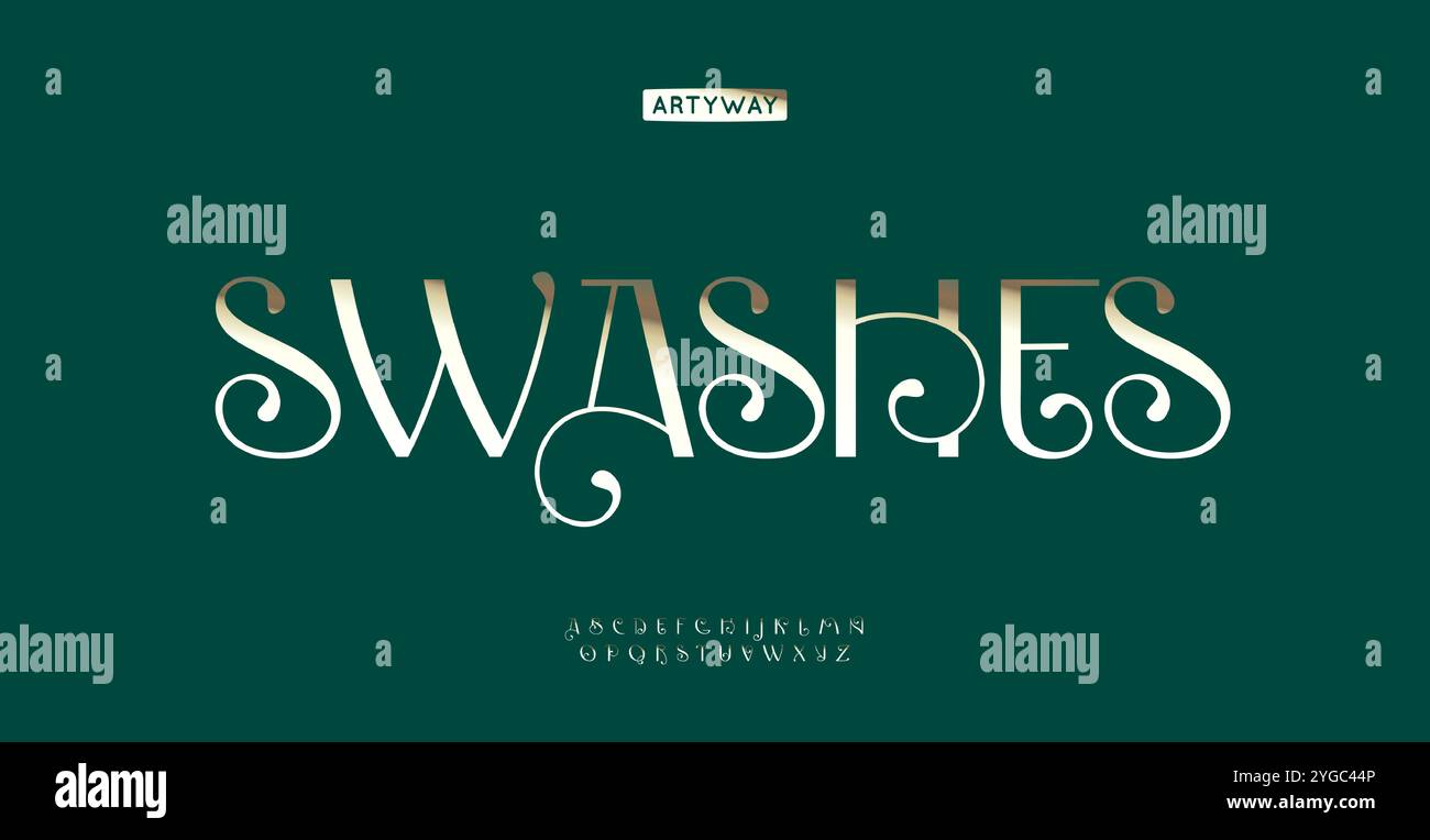 Swashes alphabet, ornate flourishes letters, ornamental font for ...