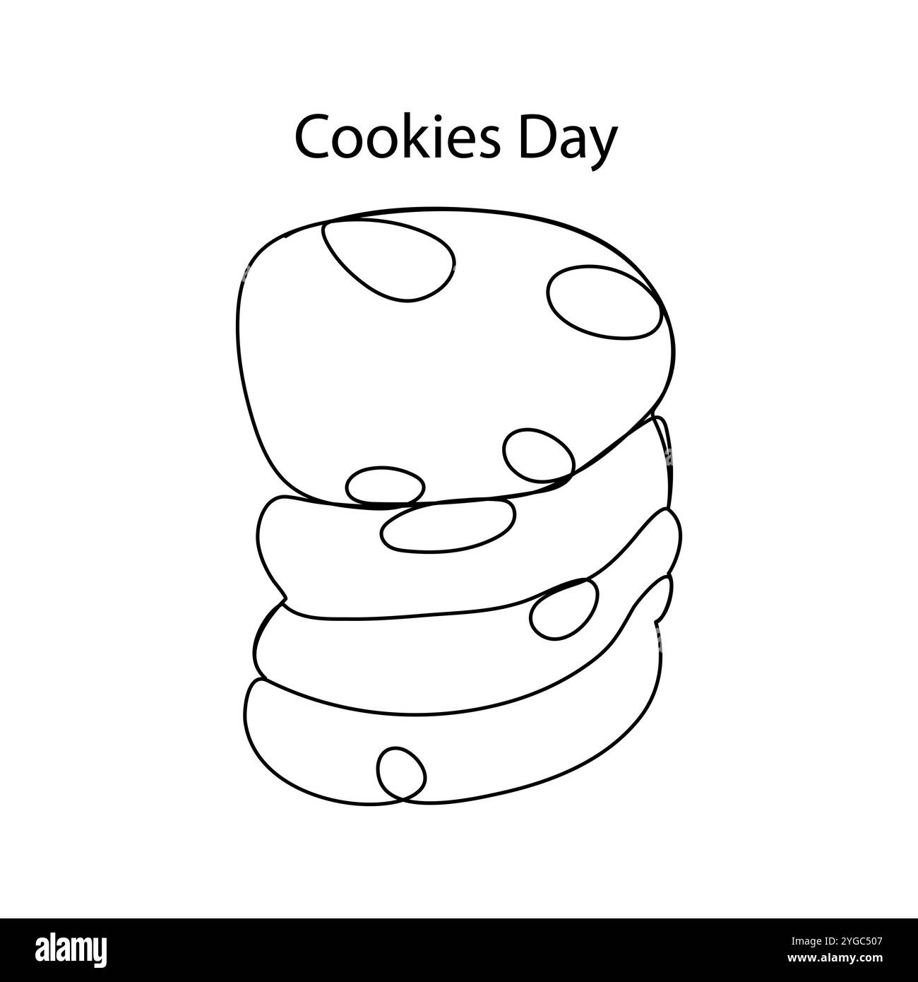 Continuous one line drawing National cookie day . Dessert concept ...