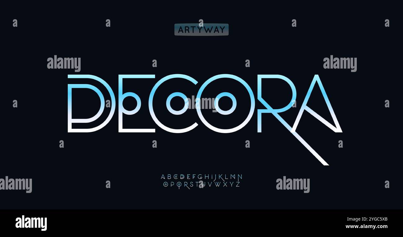 Linear geometric alphabet, sleek outline letters, extraterrestrial font ...