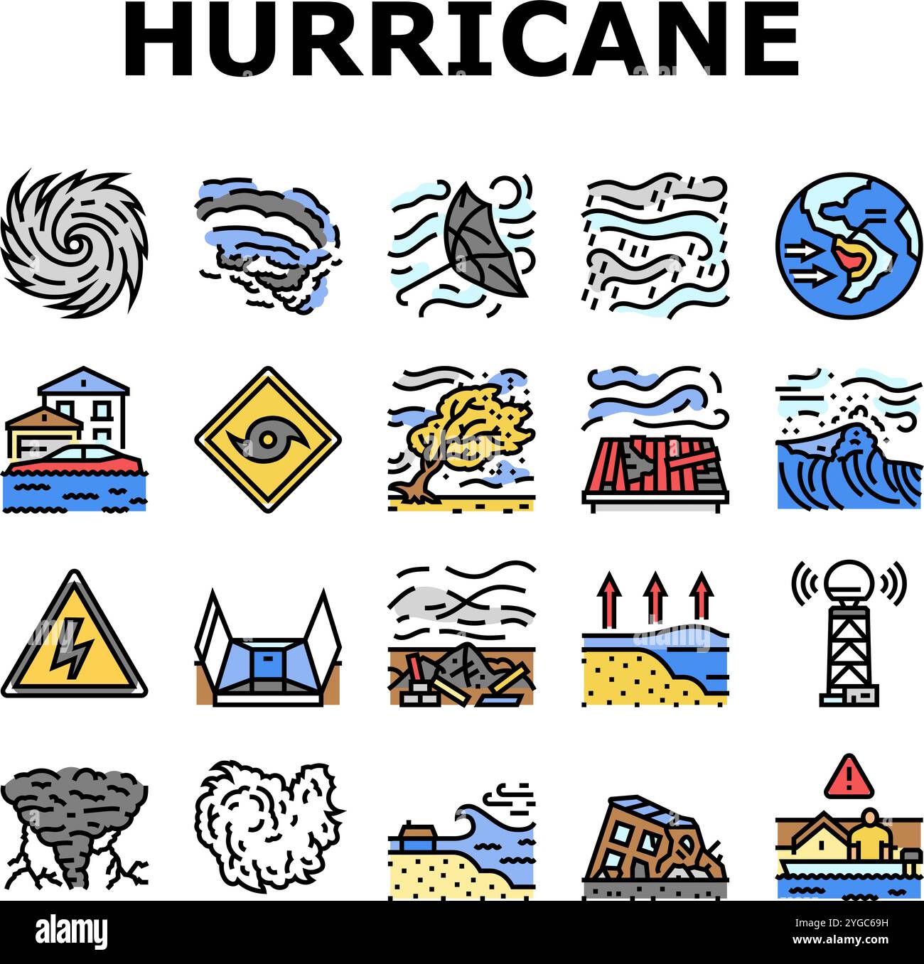 hurricane cyclone storm wind icons set vector Stock Vector Image & Art - Alamy