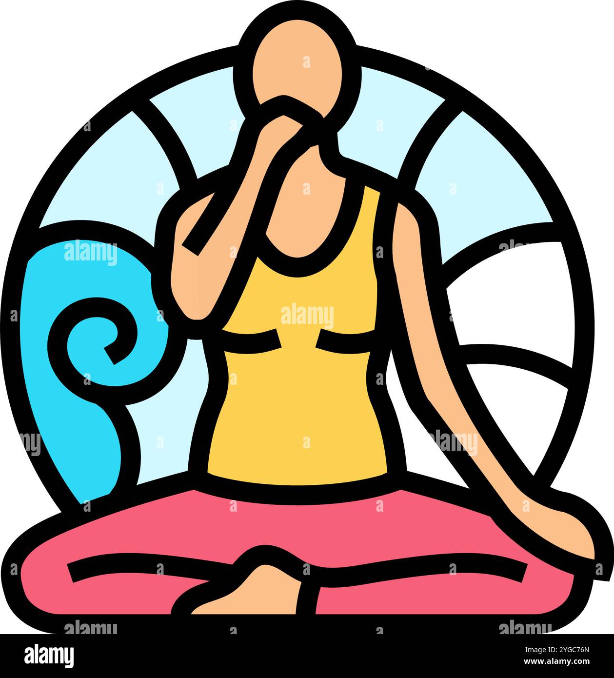 pranayama ayurveda color icon vector illustration Stock Vector Image ...