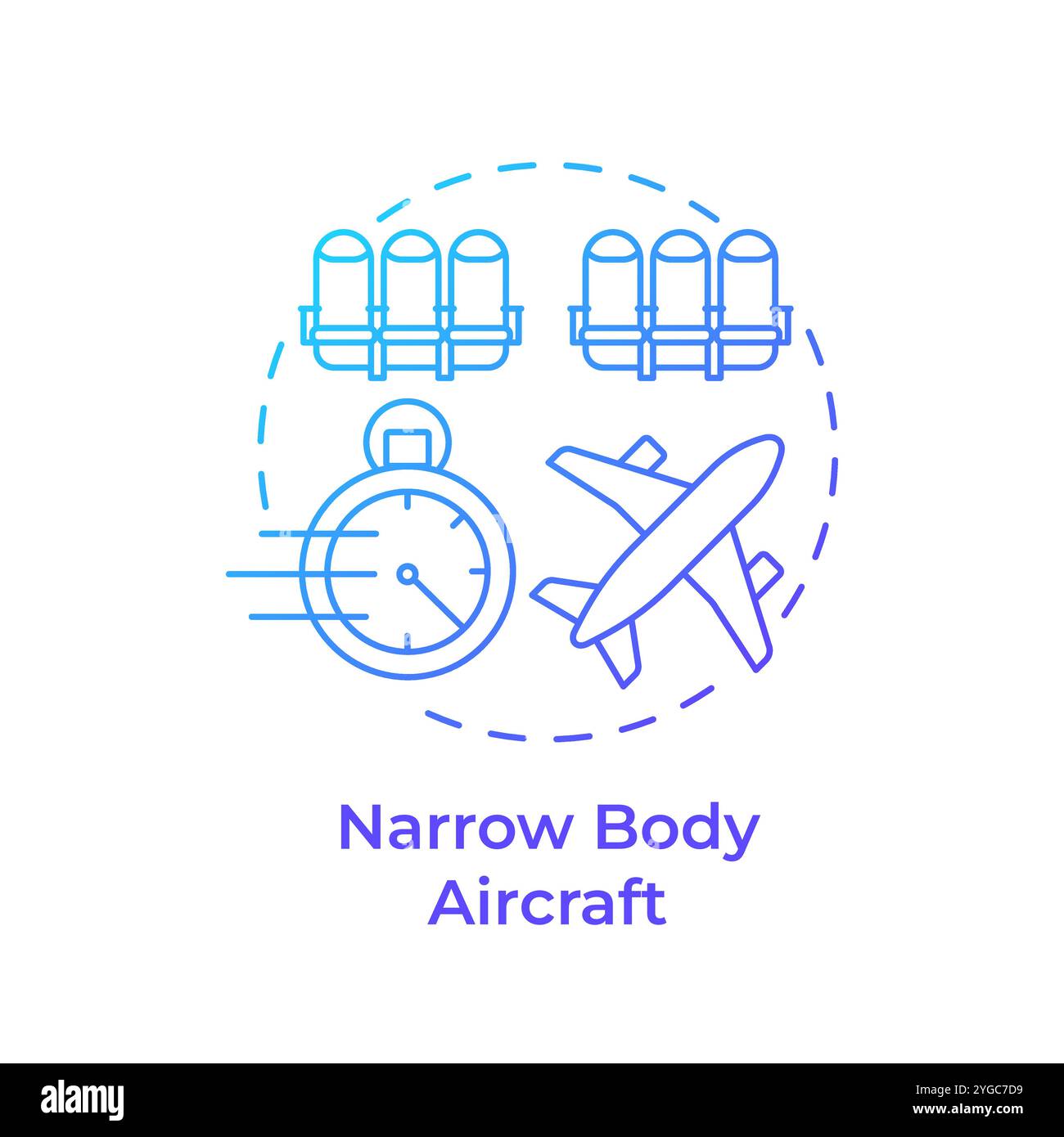 Narrow body aircraft blue gradient concept icon Stock Vector Image ...