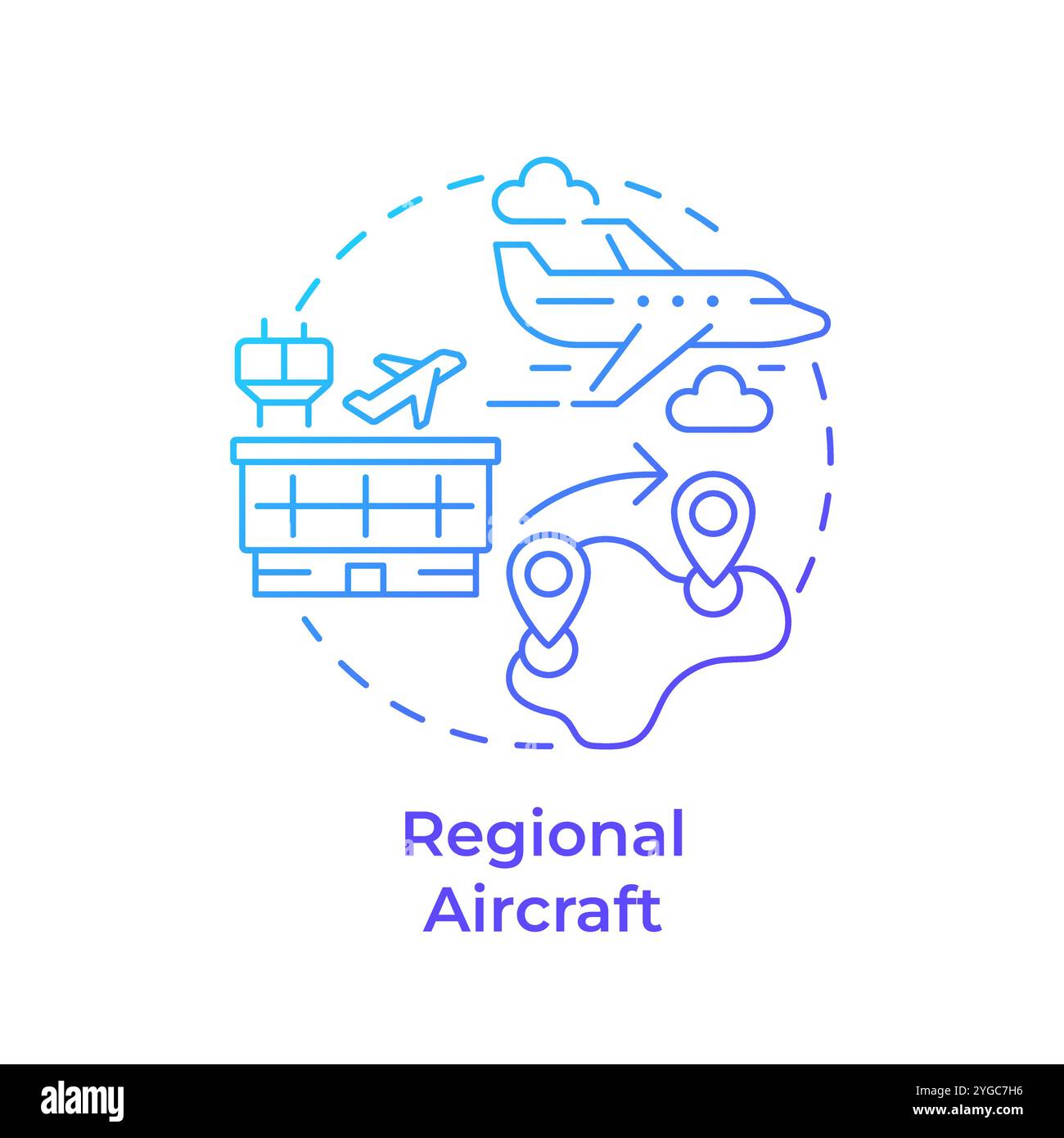 Regional aircraft blue gradient concept icon Stock Vector Image & Art ...
