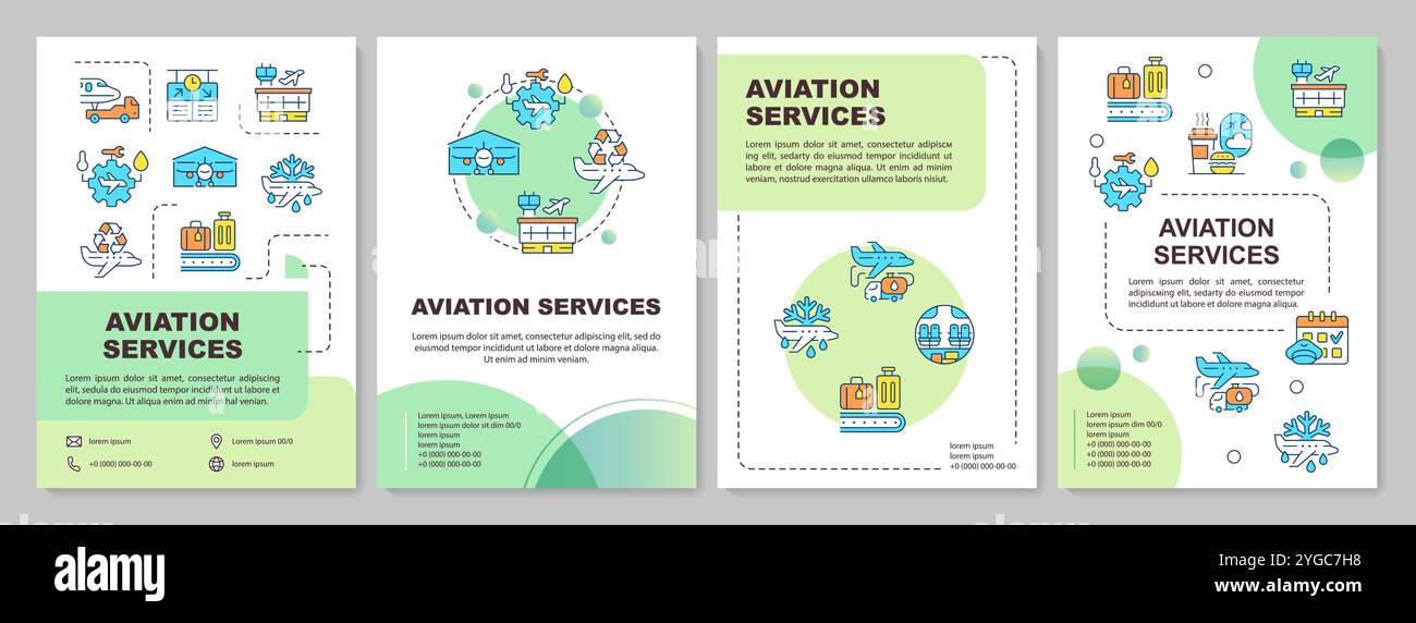 Aviation services green circle brochure template Stock Vector Image ...