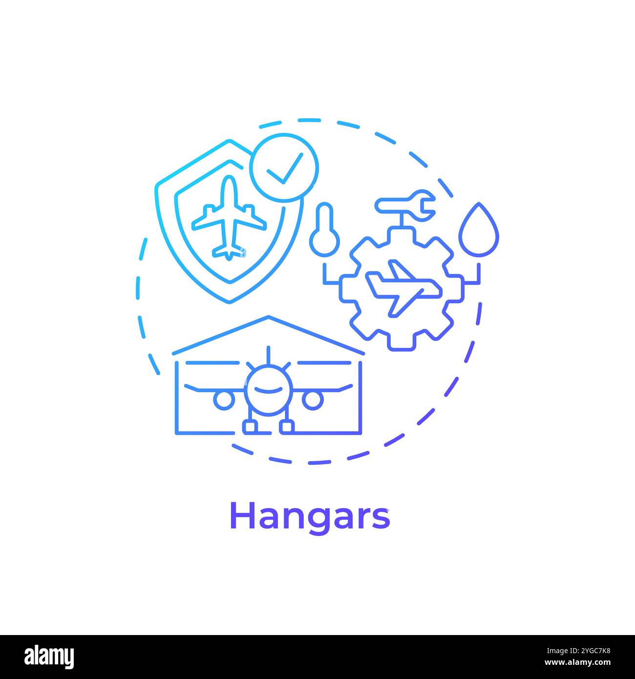Hangars blue gradient concept icon Stock Vector Image & Art - Alamy