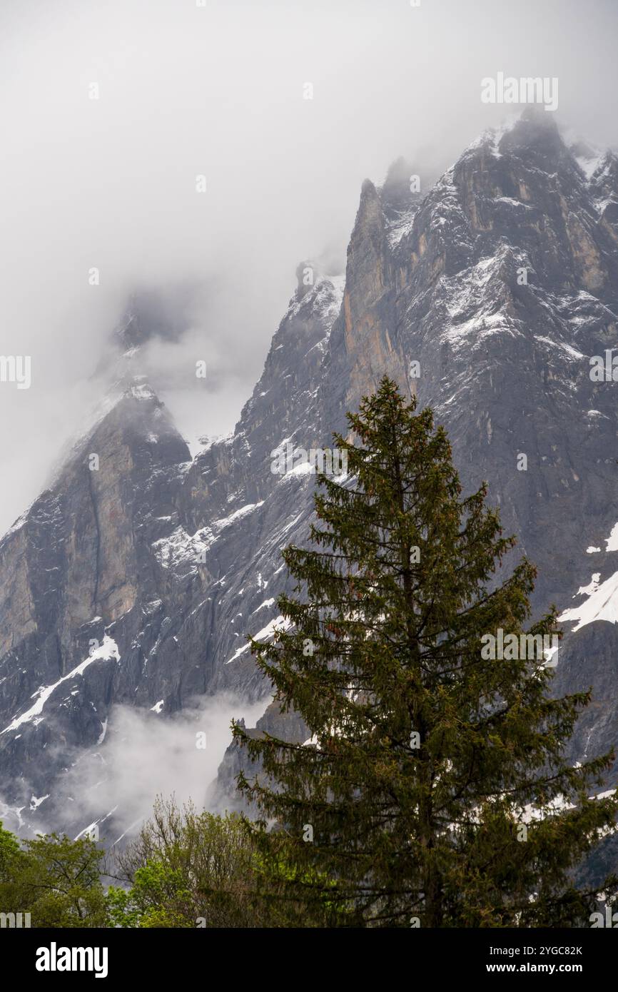The Grindelwald village located in Switzerland’s Bernese Alps, Eiger ...