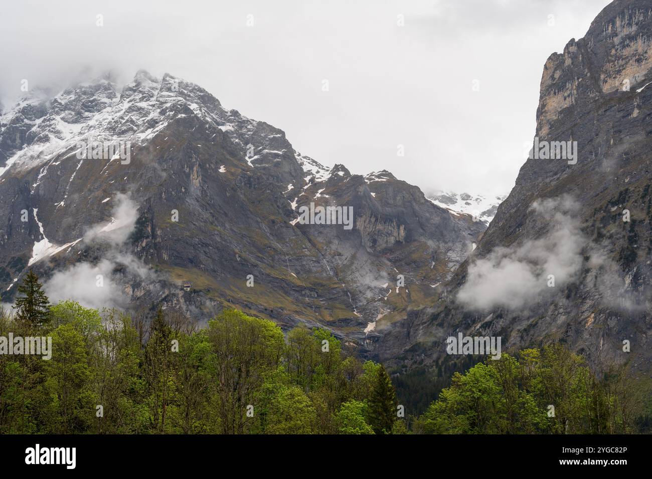 The Grindelwald village located in Switzerland’s Bernese Alps, Eiger ...