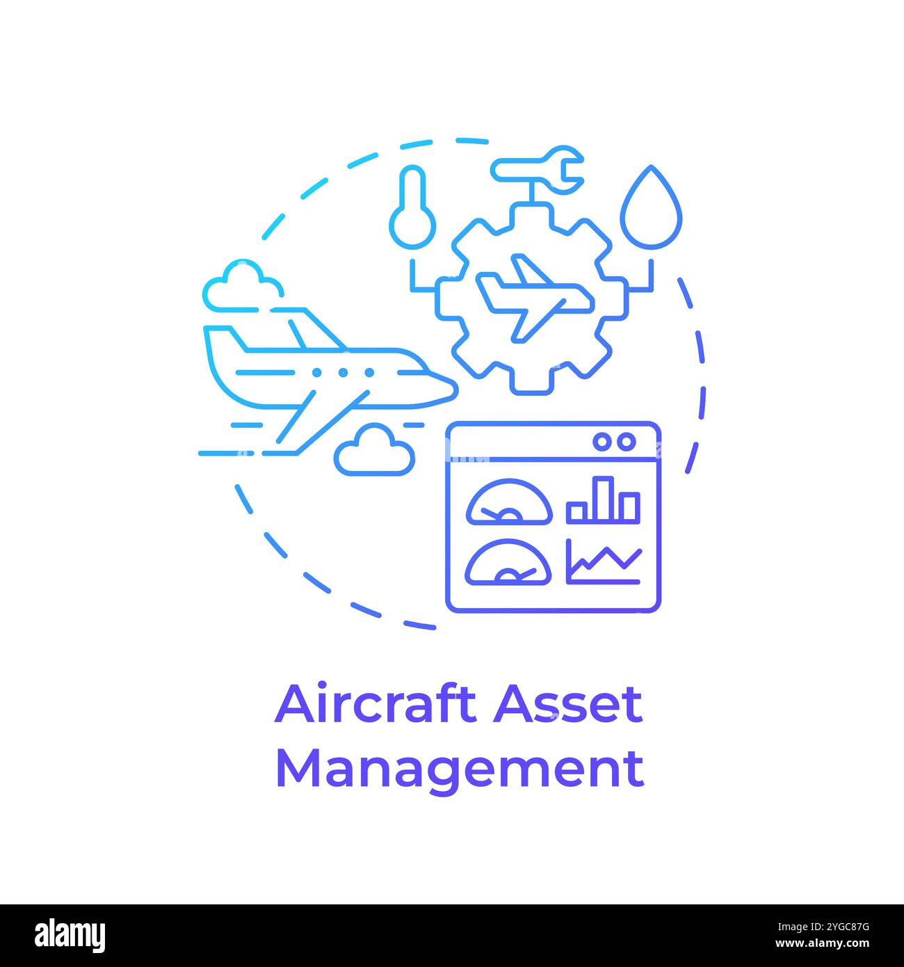 Aircraft asset management blue gradient concept icon Stock Vector Image ...