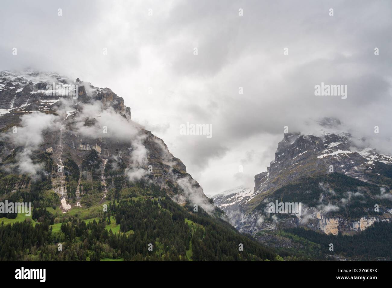 The Grindelwald village located in Switzerland’s Bernese Alps, Eiger ...