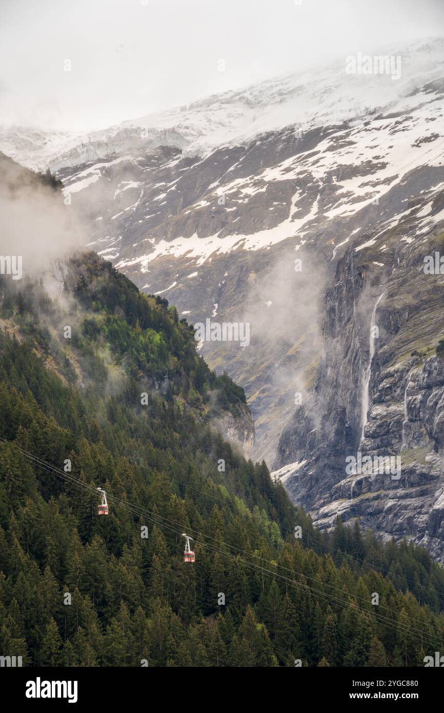 The Grindelwald village located in Switzerland’s Bernese Alps, Eiger ...