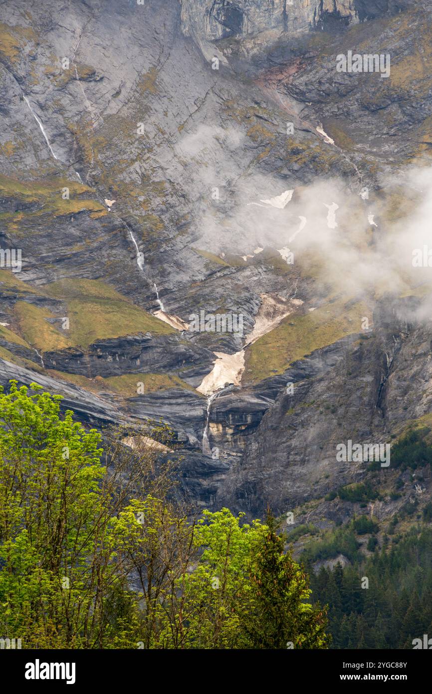 The Grindelwald village located in Switzerland’s Bernese Alps, Eiger ...