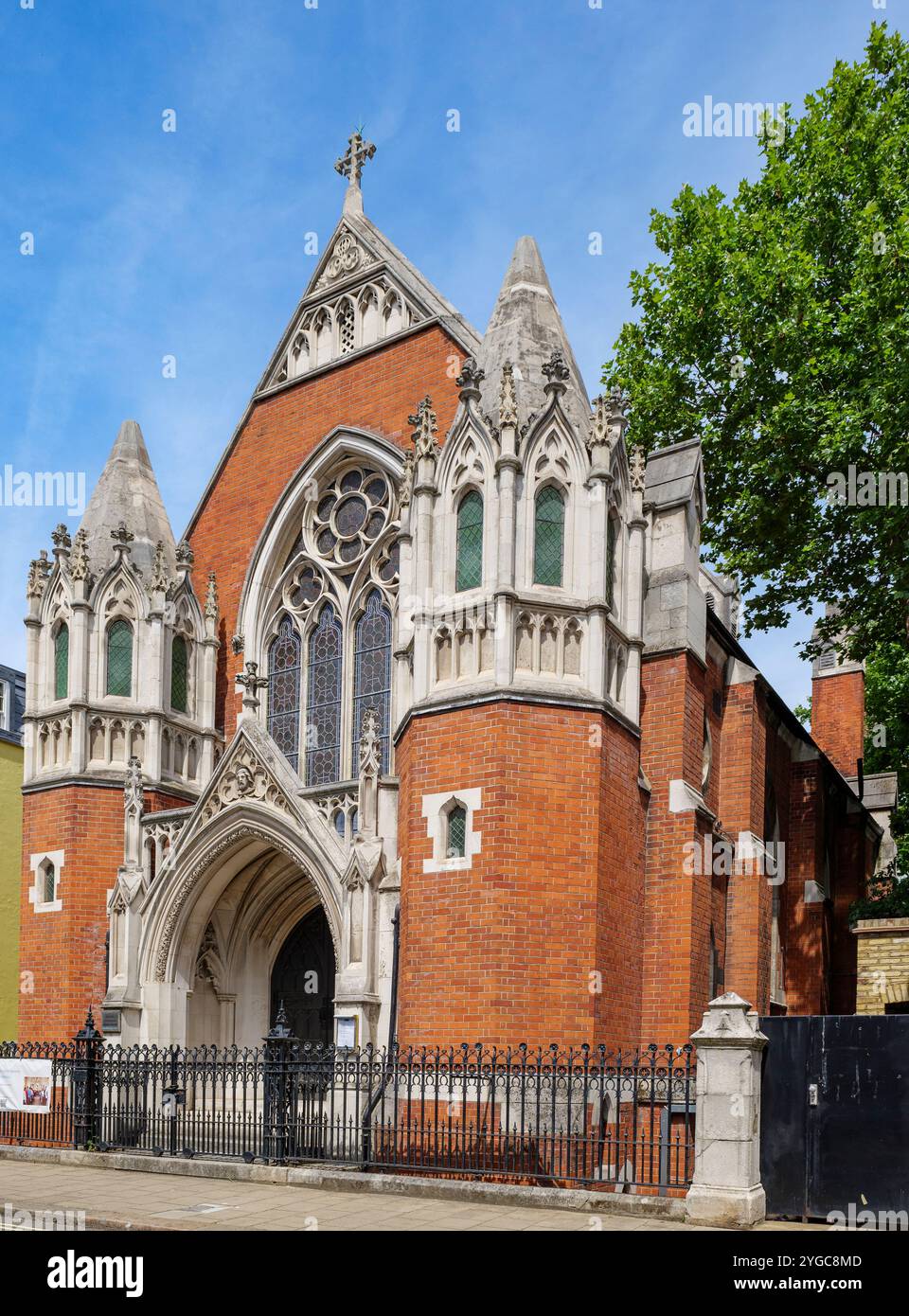 London - 06 16 2022: Facade of the Deutsche Evangelische Christuskirche ...