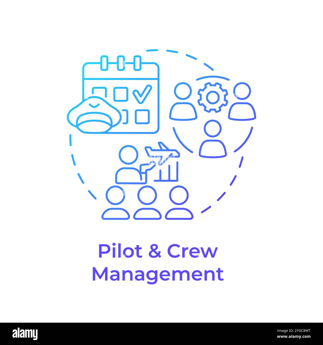 Pilot crew management blue gradient concept icon Stock Vector Image ...