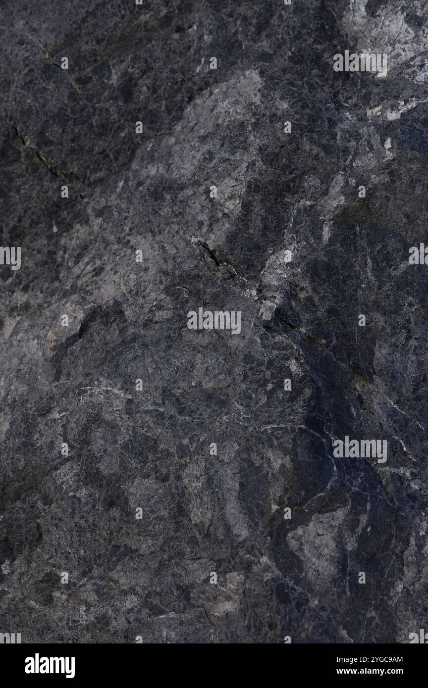 A detailed surface of grey stone reveals unique patterns and textures ...