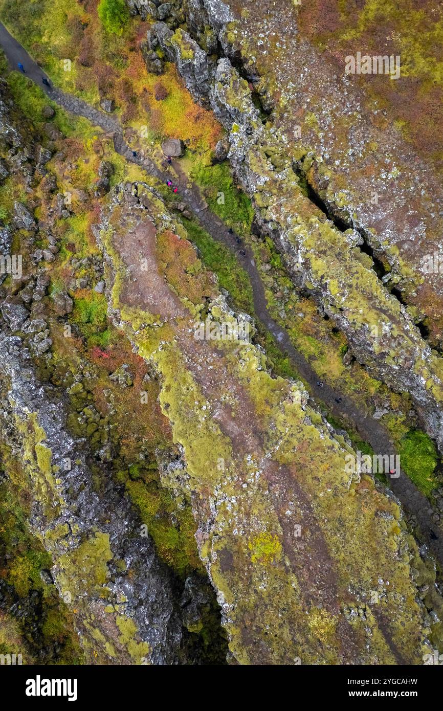 Aerial view of the fault between North American and Eurasian tectonic ...