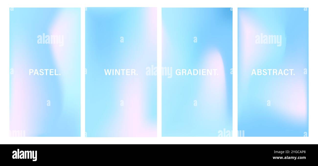 Gradient Pastel Winter Background. Set of Blur banners. Holographic ...