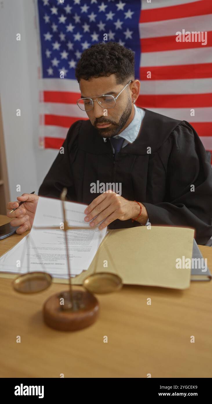 Hispanic male judge in courtroom hi-res stock photography and images ...