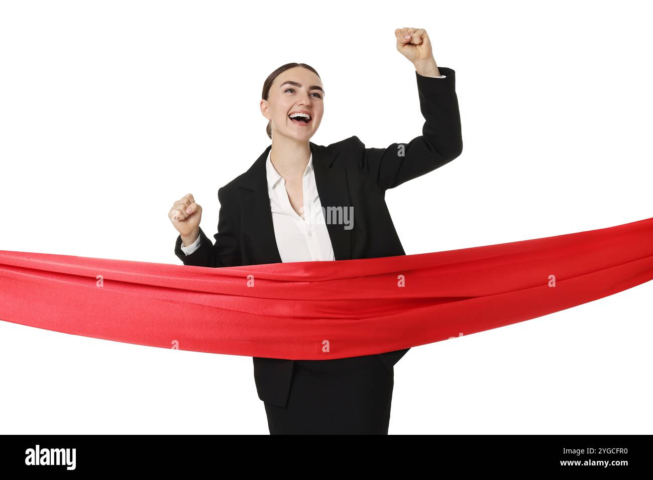 Female runner crossing finish line hi-res stock photography and images ...
