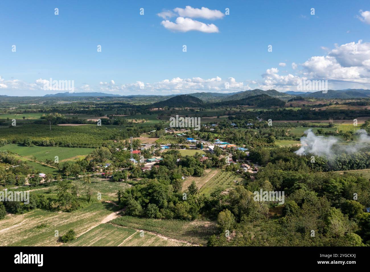 The aerial picture of Hui Kha Khaeng atmosphere, green forest and ...