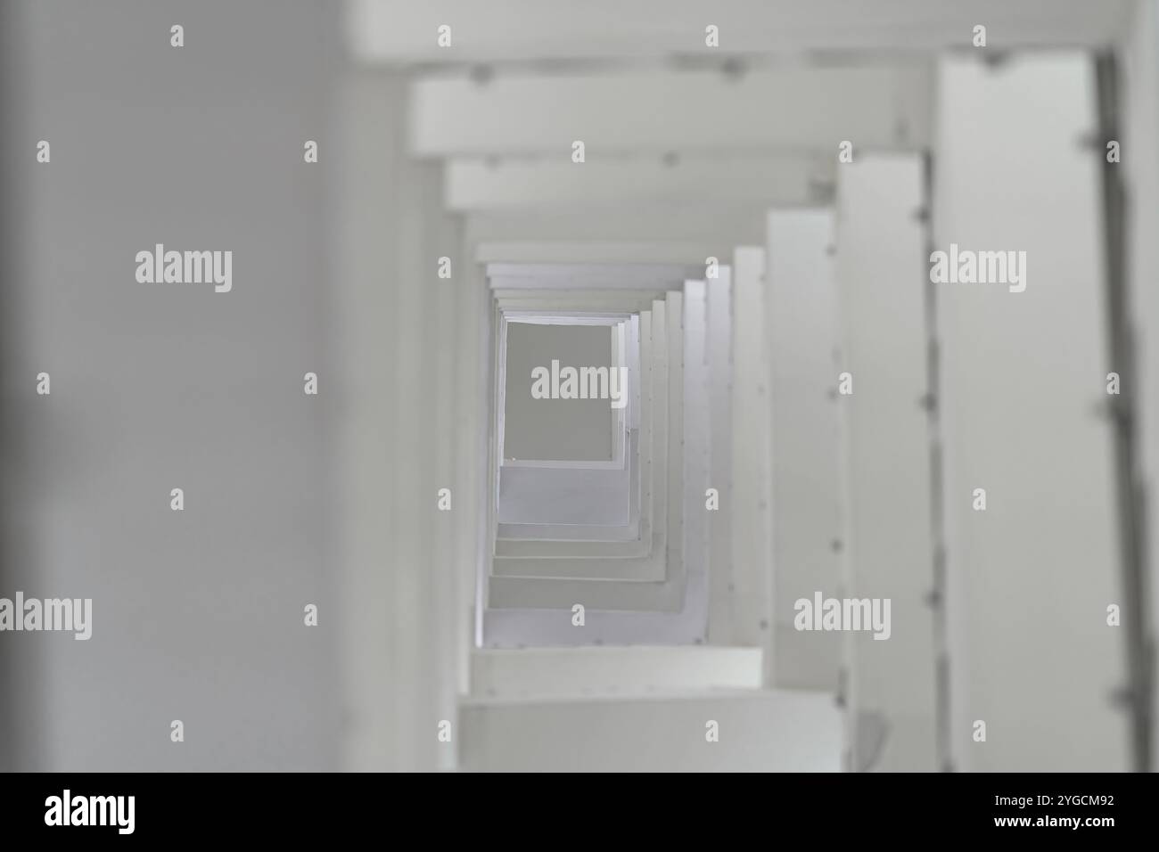 Top angle view of the white reinforced steel bar framework column ...